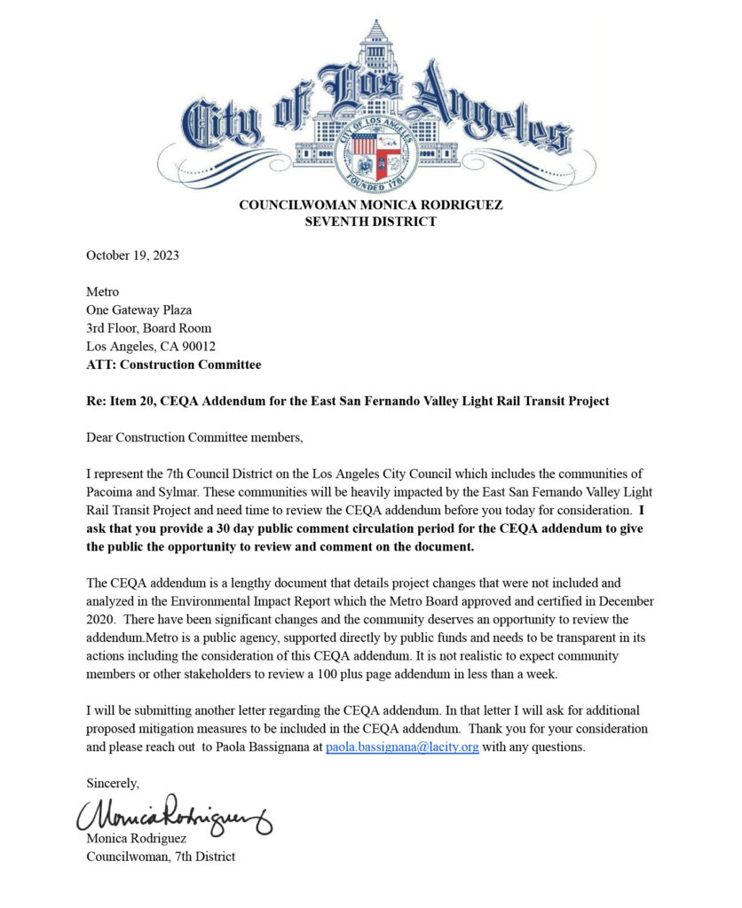 CEQA Addendum for the East San Fernando Valley Light Rail Transit ...