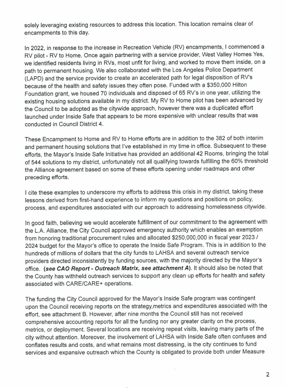 A letter to Judge David O. Carter regarding the L.A. Alliance case ...