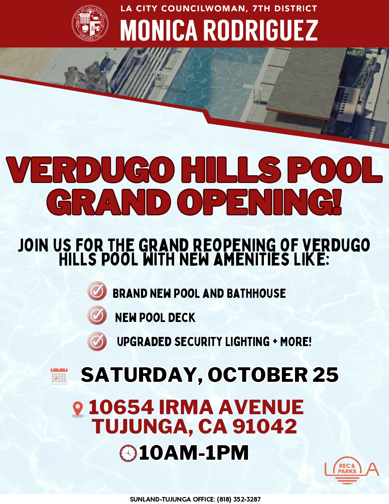 Verdugo Hills Pool Grand Opening - Councilwoman Monica Rodriguez